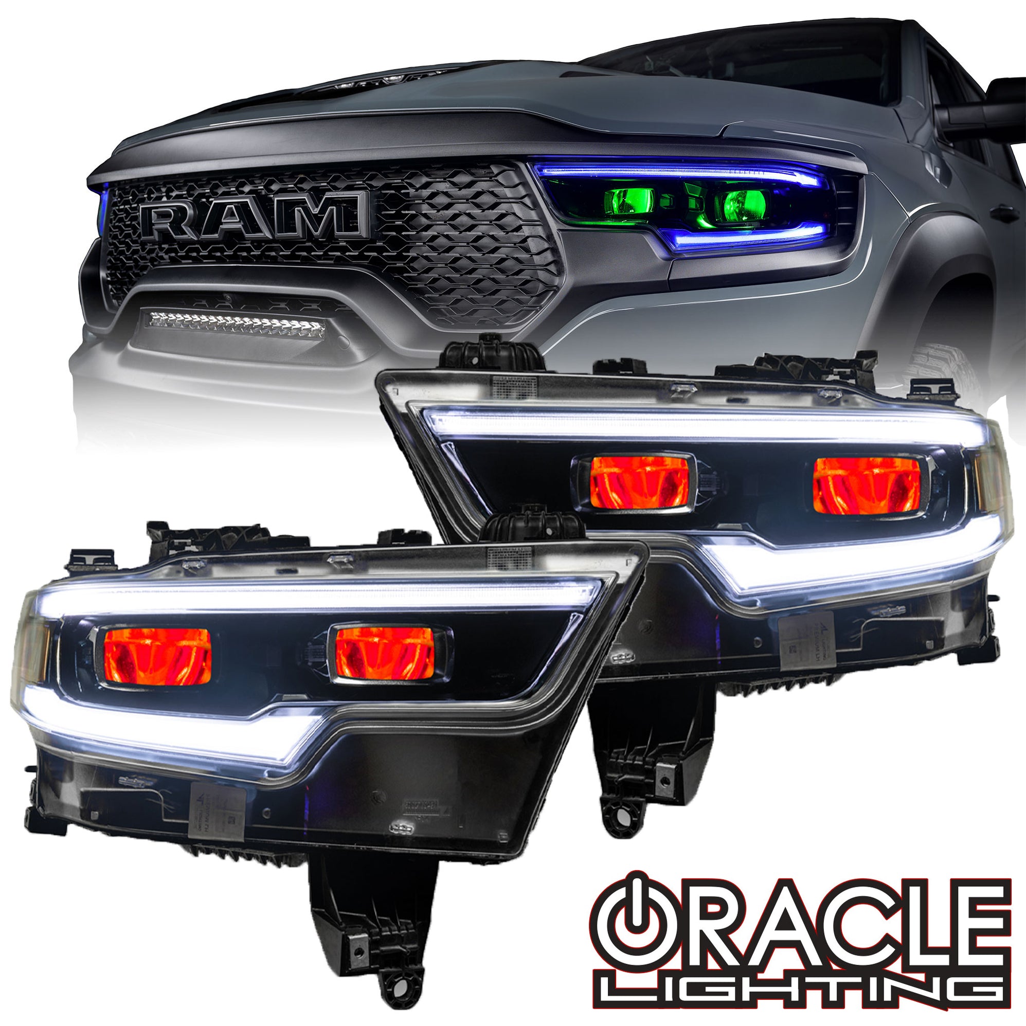 2019-2024 Ram 1500 ColorSHIFT® Headlight Demon Eye Kit - LED Projector ...