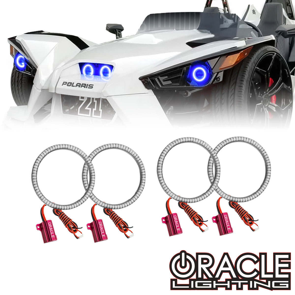 2015-2019 Polaris Slingshot Surface Mount LED Headlight Halo Kit ...