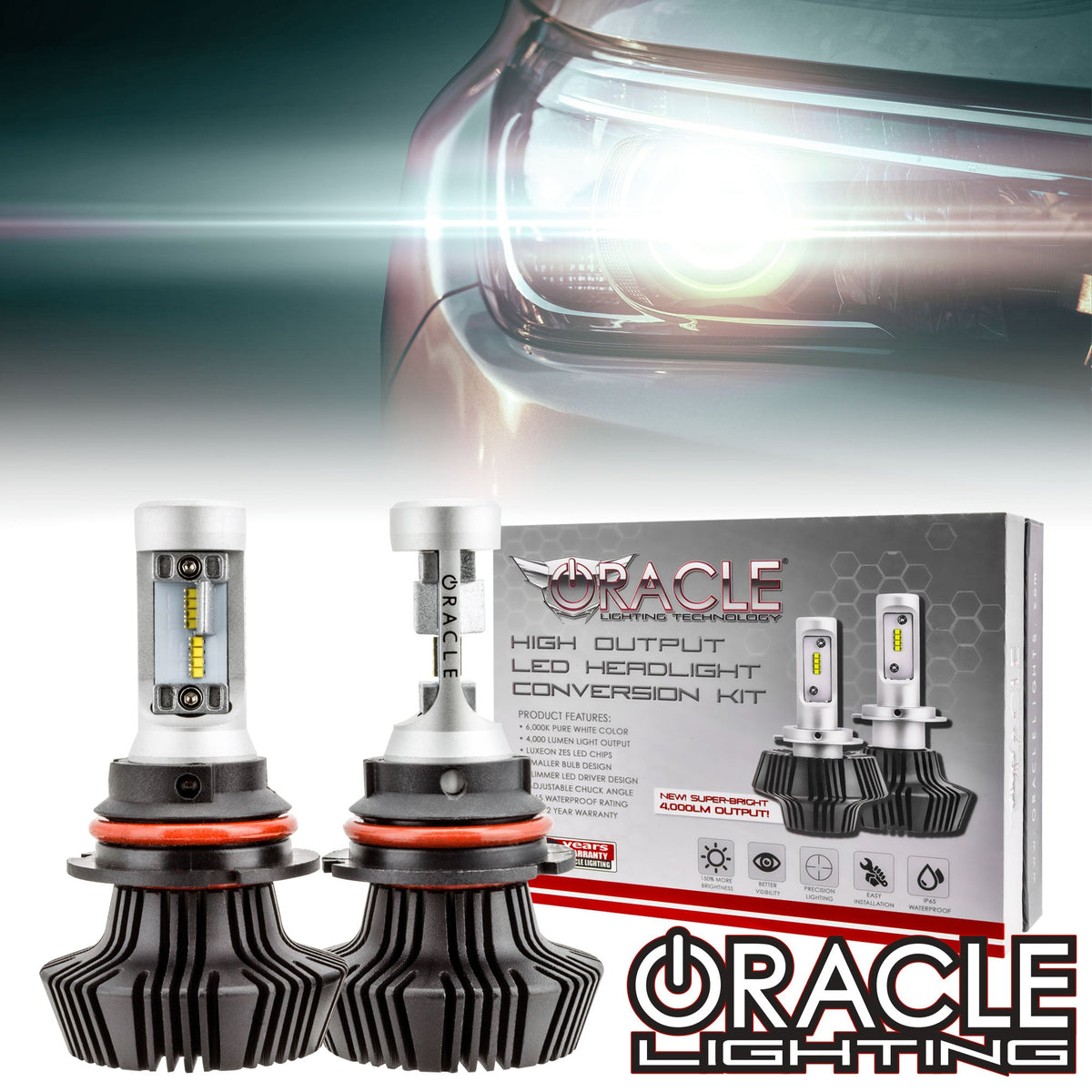 ORACLE Lighting 9007 - 4,000+ Lumen LED Light Bulb Conversion Kit High