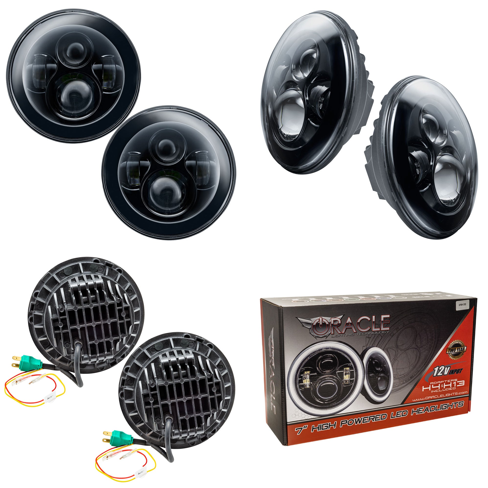 7" High Powered LED Headlights (Pair) - Black Bezel | ORACLE Lighting