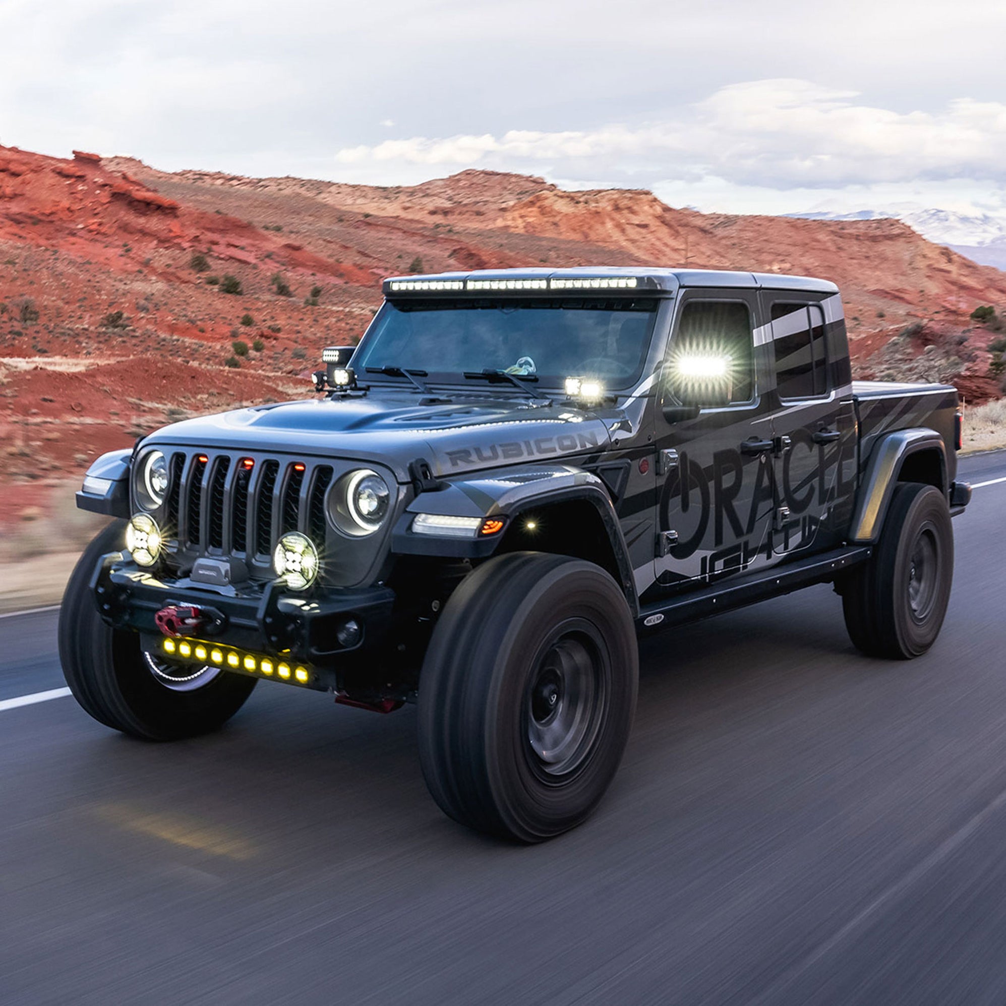 Integrated Windshield Roof LED Light Bar Jeep Wrangler JL & Gladiator ...