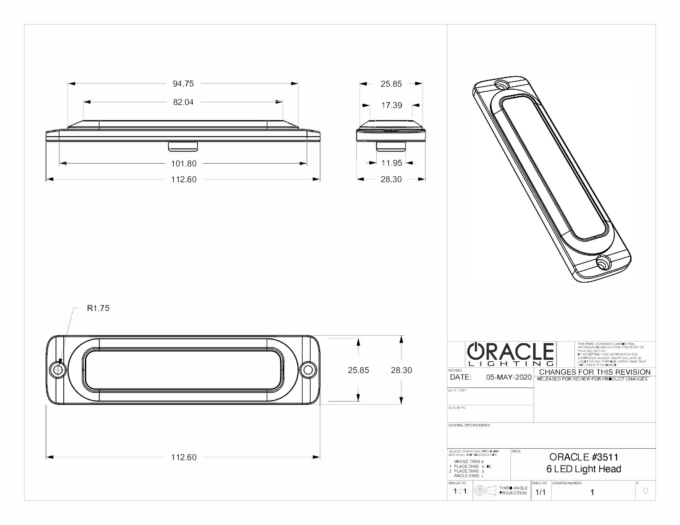 ORACLE Lighting 6 LED Slim Strobe Light- Flush Lighthead